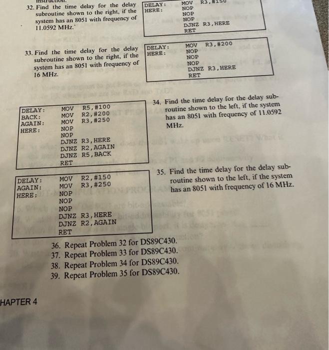 32. Find the time delay for the delay subroutine | Chegg.com