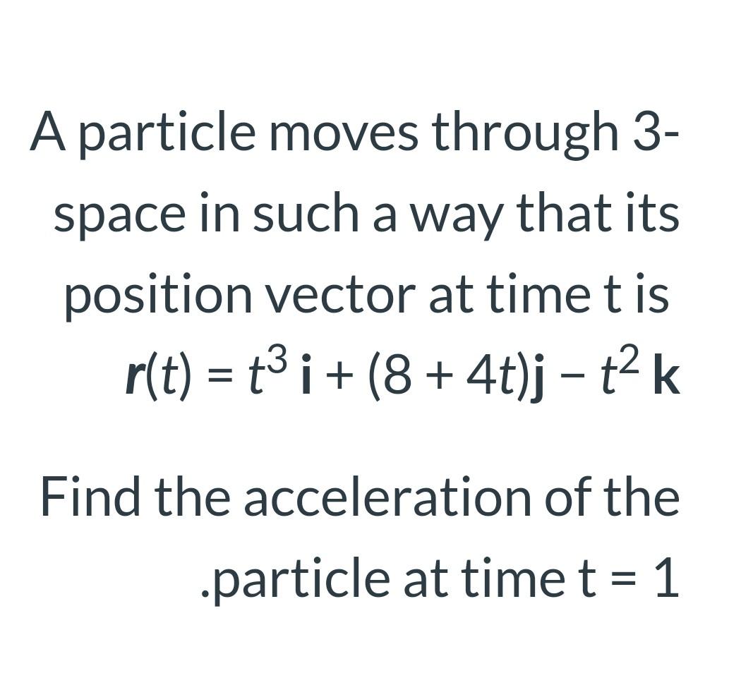 Solved A particle moves through 3- space in such a way that | Chegg.com