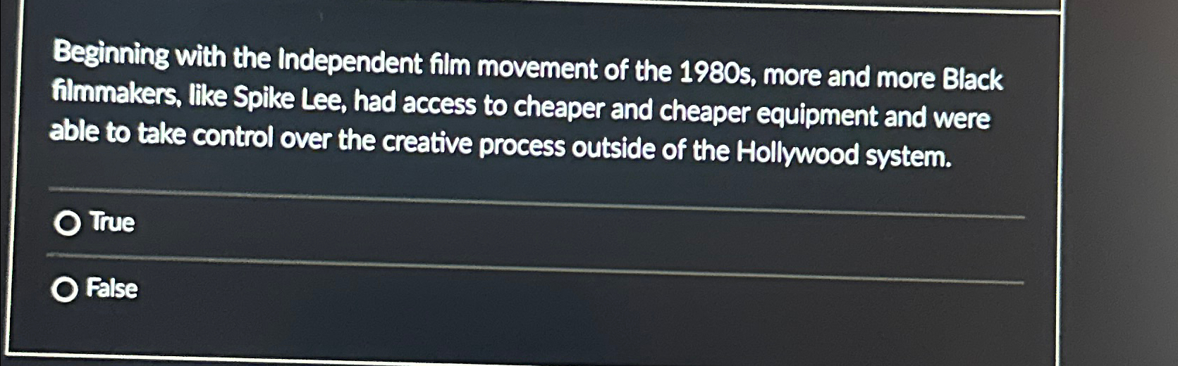 Solved Beginning with the Independent film movement of the | Chegg.com