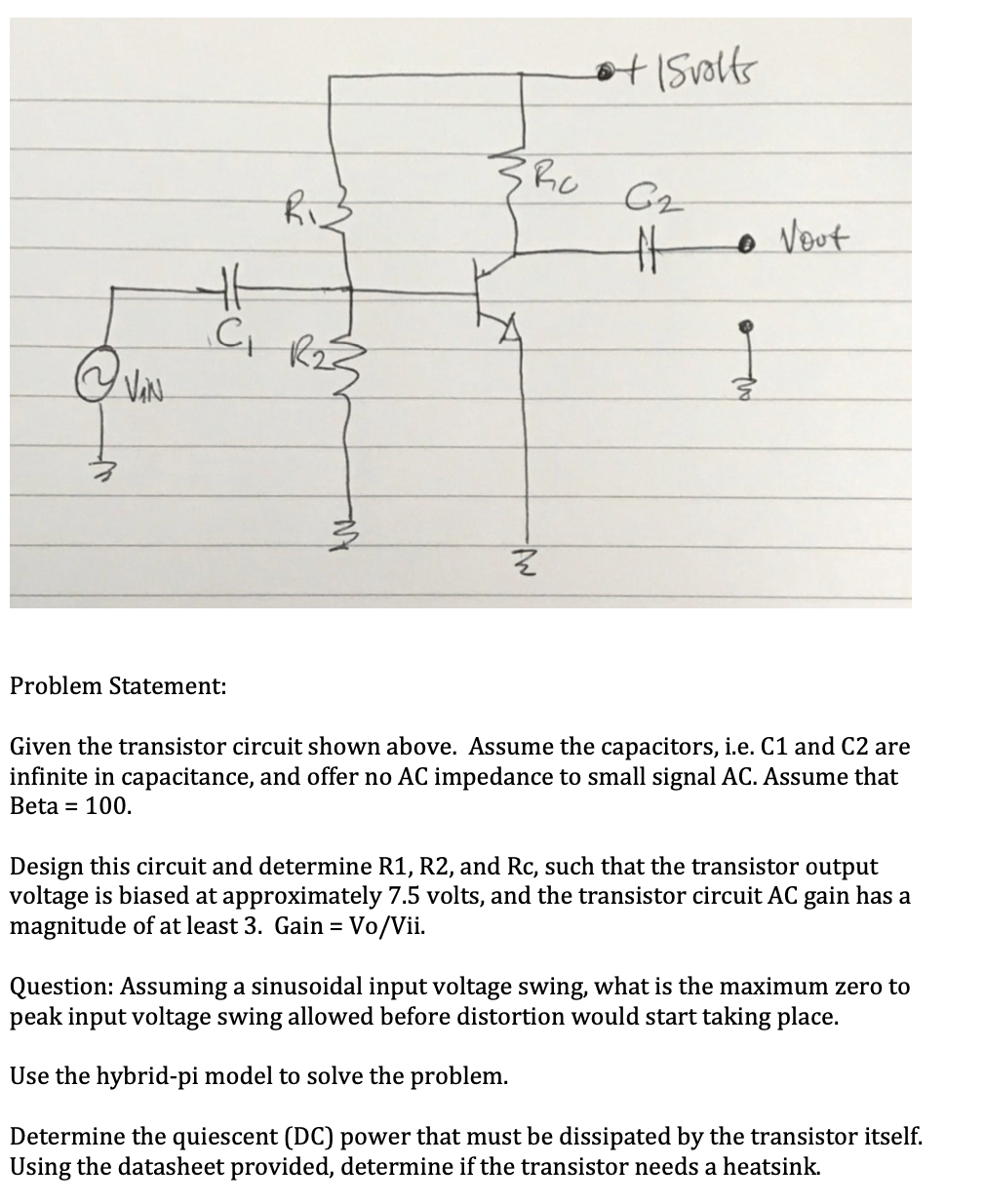 Solved by an EXPERT Problem Statement:Given the transistor circuit shown | Chegg.com