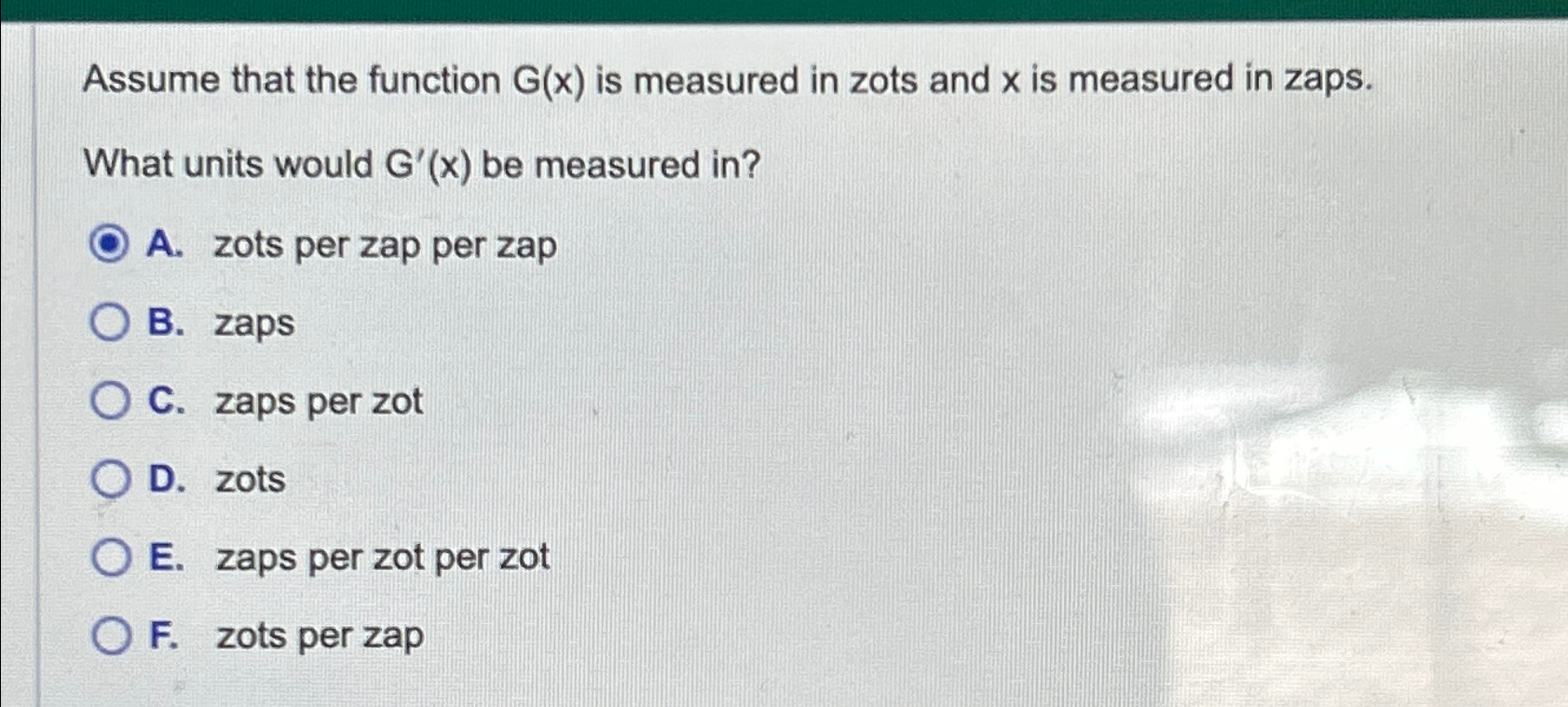 Solved Assume that the function G(x) ﻿is measured in zots | Chegg.com