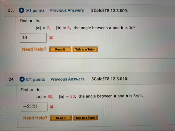 Solved + 0/1 points 23. SCalcET8 12.3.009. Previous Answers | Chegg.com Solved + 0/1 points 23. SCalcET8 12.3.009. Previous Answers | Chegg.com