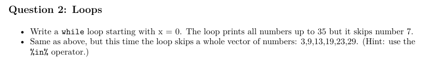 Solved Question 2: Loops | Chegg.com