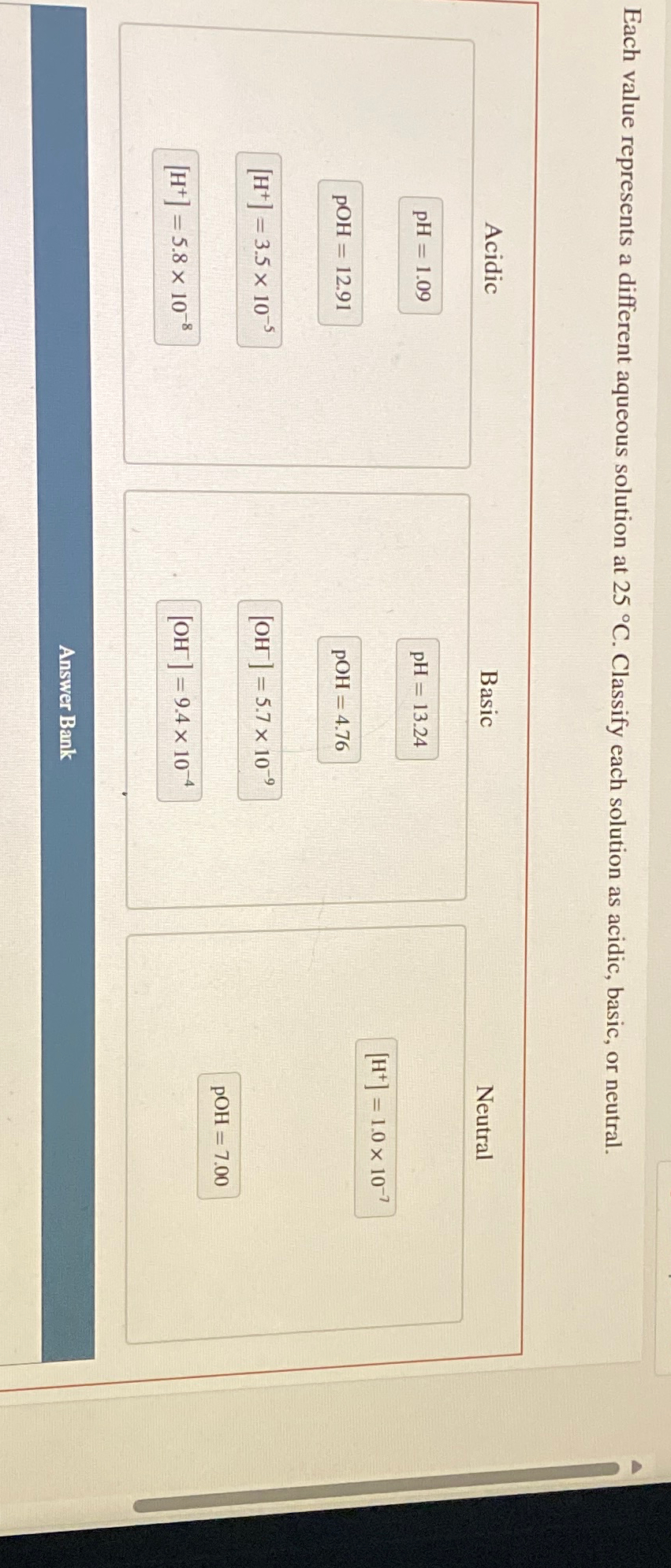 Solved Each value represents a different aqueous solution at | Chegg.com