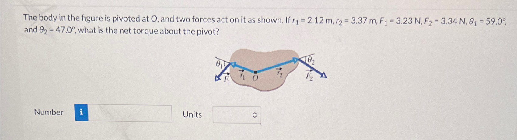 Solved The body in the figure is pivoted at O, ﻿and two | Chegg.com