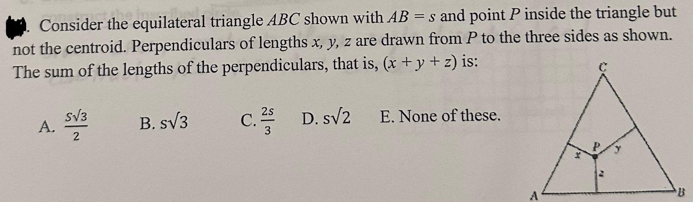 Solved Consider The Equilateral Triangle Abc Shown With Ab S