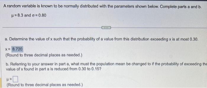 Solved A random variable is known to be normally distributed | Chegg.com