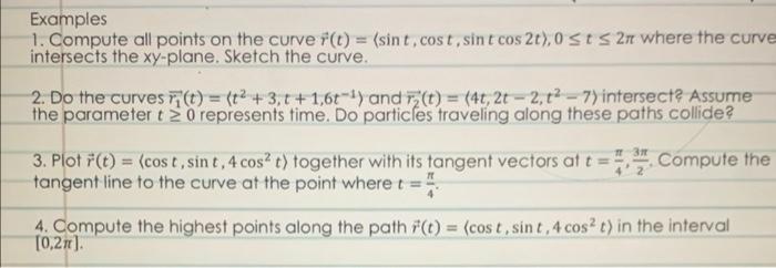 Solved Examples 1. Compute all points on the curve | Chegg.com