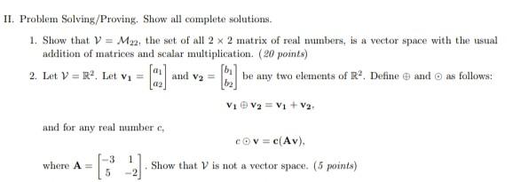 Solved II. Problem Solving/Proving. Show all complete | Chegg.com