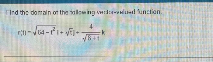 Solved Find the domain of the following vector-valued | Chegg.com