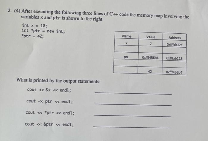 Solved 2. (4) After executing the following three lines of | Chegg.com
