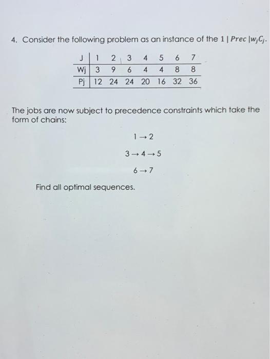 Solved 4. Consider the following problem as an instance of | Chegg.com