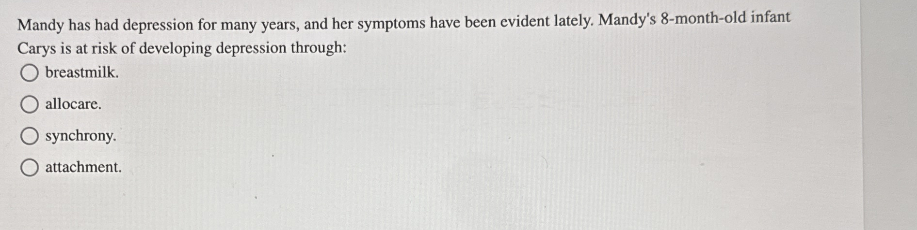 Solved Mandy has had depression for many years, and her | Chegg.com