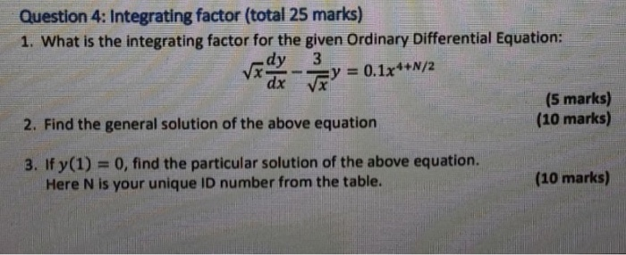 Solved Question 4: Integrating factor (total 25 marks) 1. | Chegg.com