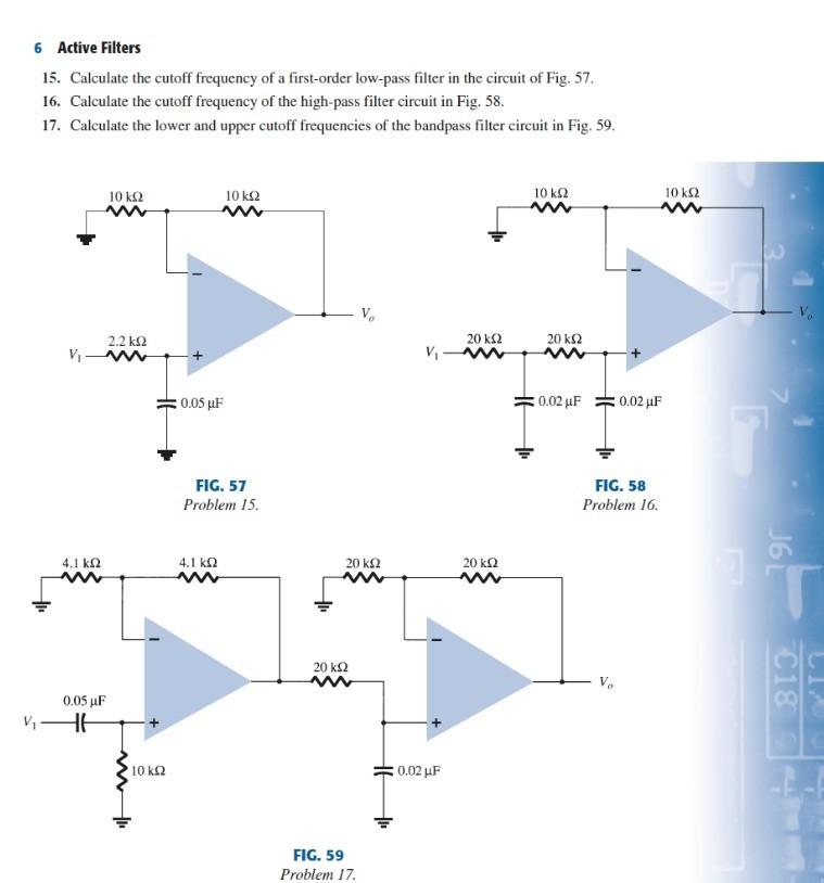 Solved 6 Active Filters 15. Calculate the cutoff frequency | Chegg.com