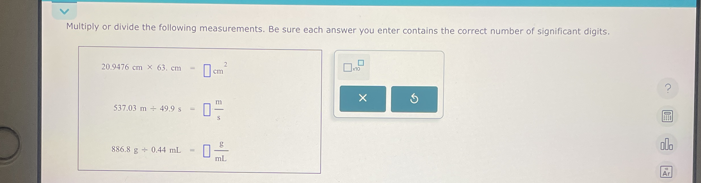 Multiply or divide the following measurements. Be | Chegg.com