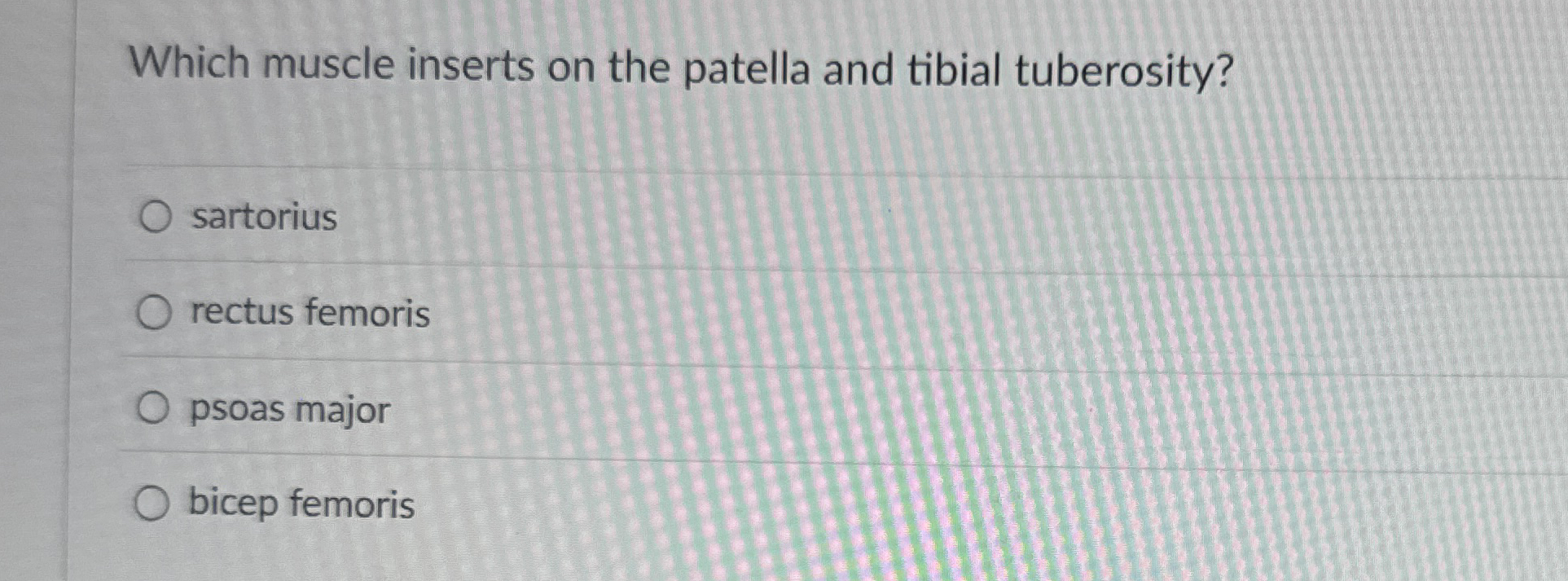 Solved Which muscle inserts on the patella and tibial | Chegg.com