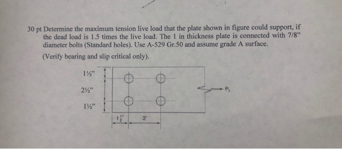 Solved 30 pt Determine the maximum tension live load that | Chegg.com