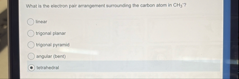 Solved What is the electron pair arrangement surrounding the | Chegg.com