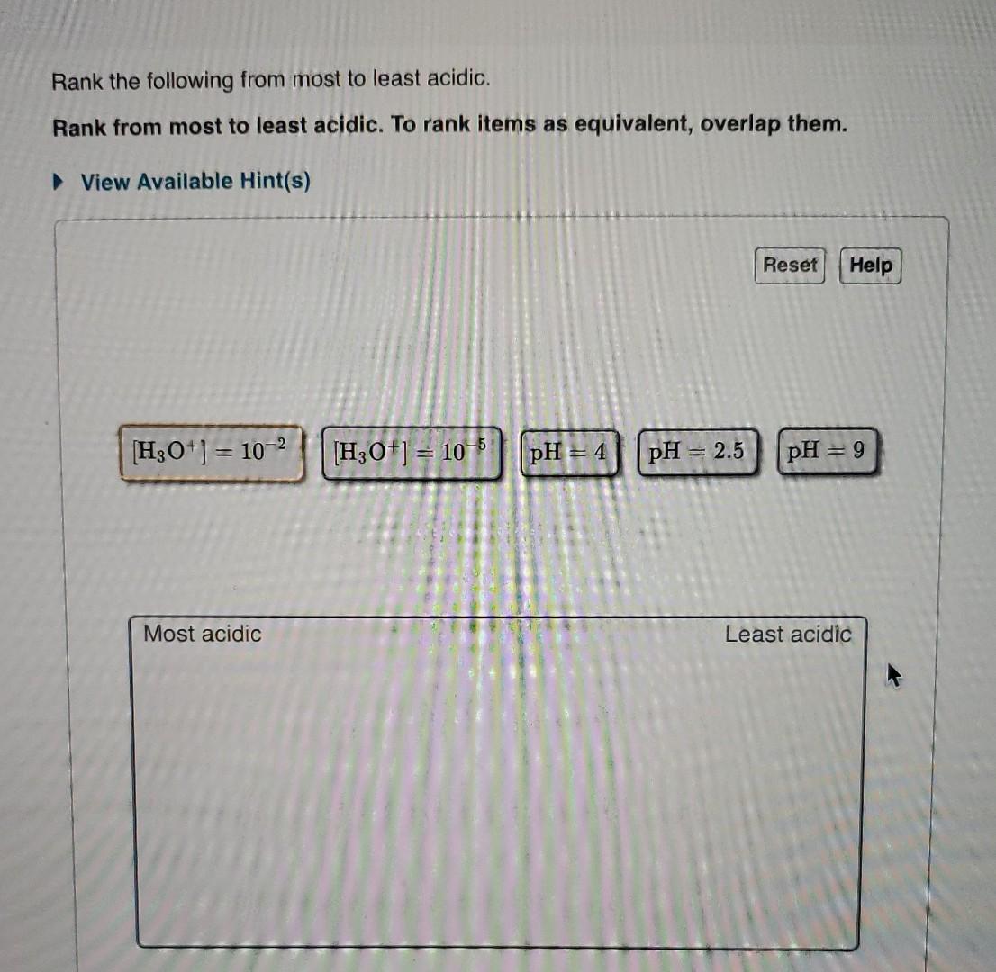 Solved Rank the following from most to least acidic. Rank | Chegg.com