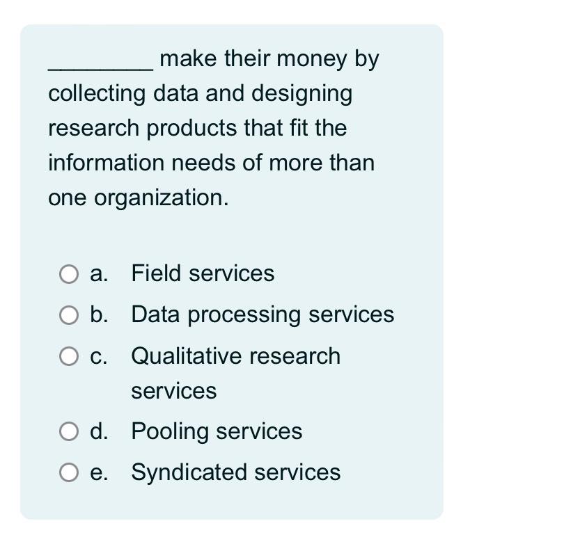 Solved make their money by collecting data and designing | Chegg.com