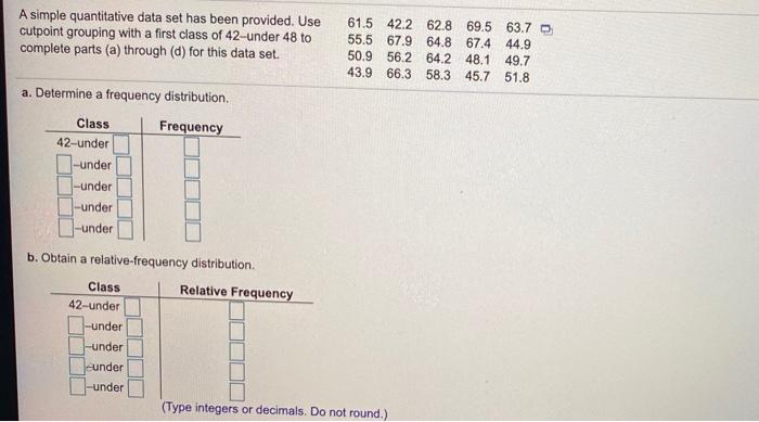 Solved A simple quantitative data set has been provided. Use | Chegg.com