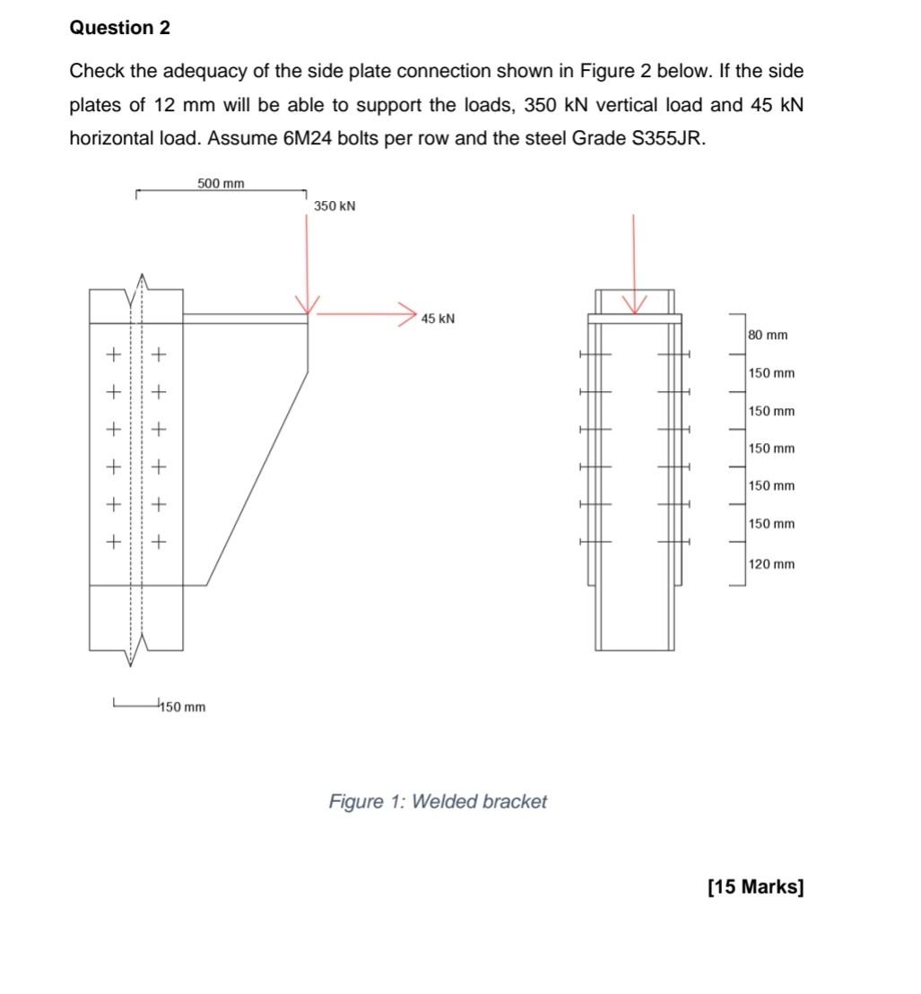 Solved Question 2 Check the adequacy of the side plate | Chegg.com