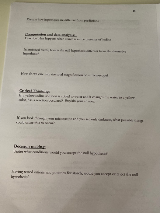Solved 18 Discuss how hypotheses are different from | Chegg.com