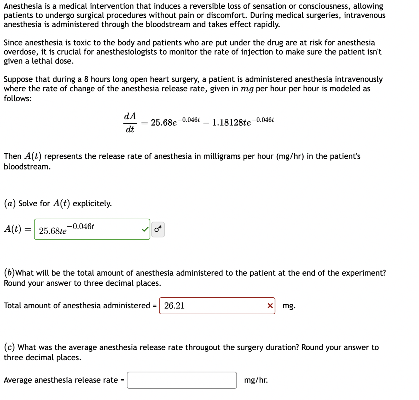 Solved Solve this differential equation:Anesthesia is a | Chegg.com