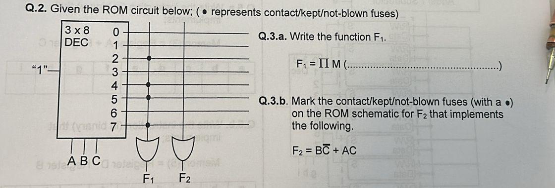 Solved Q.2. ﻿Given the ROM circuit below; ( * ﻿represents | Chegg.com