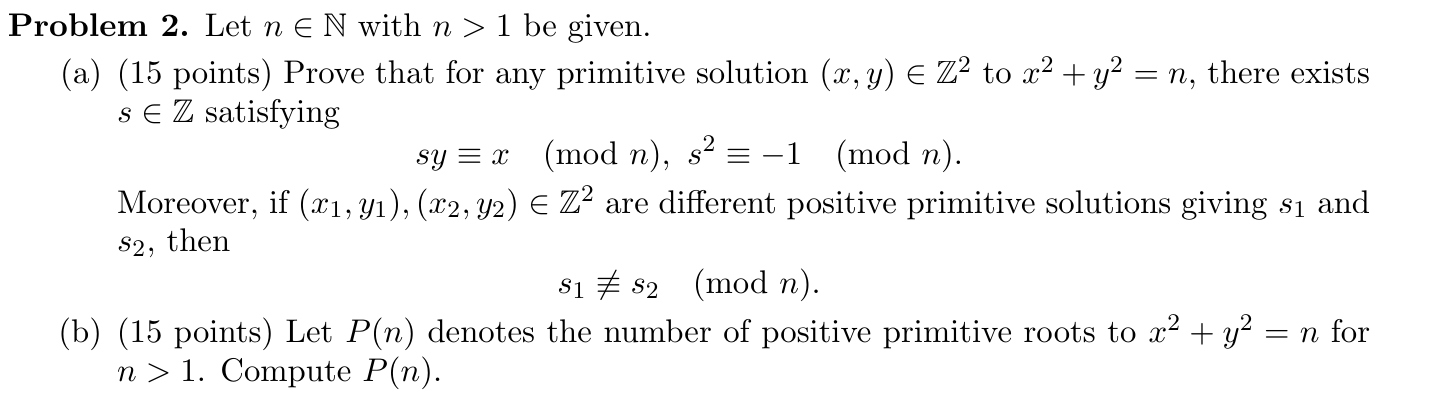 Solved Problem 1. ﻿Let ninN with n>1 ﻿be given.Problem 2. | Chegg.com