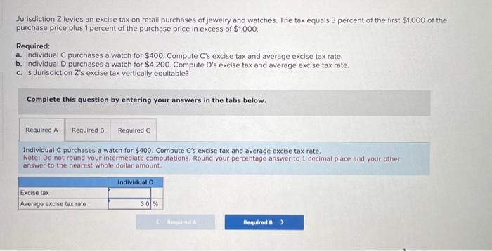 Solved Jurisdiction Z levies an excise tax on retail | Chegg.com