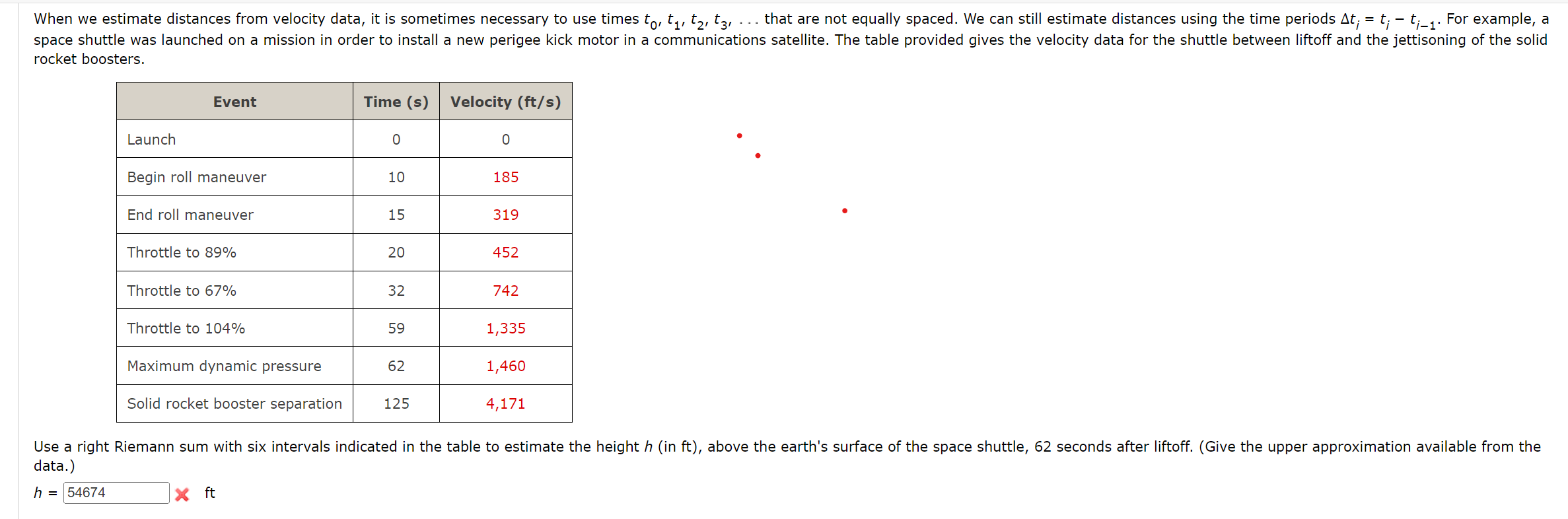 Solved rocket boosters.\table[[Event,Time (s),Velocity | Chegg.com