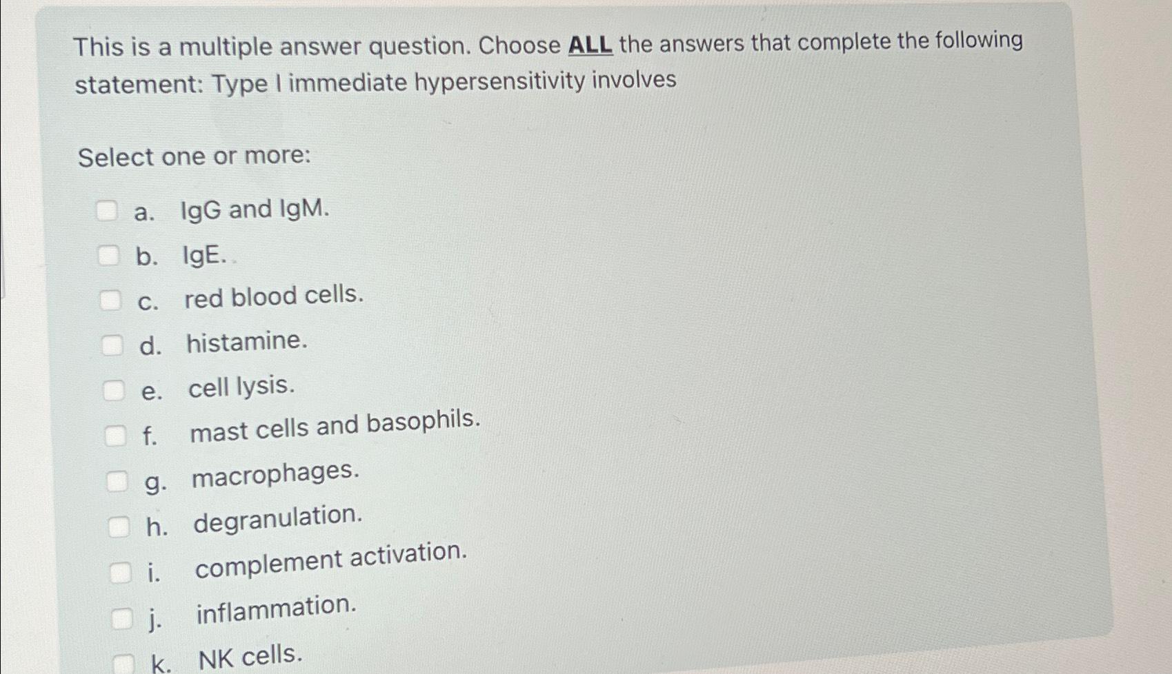 Solved This is a multiple answer question. Choose ALL the | Chegg.com