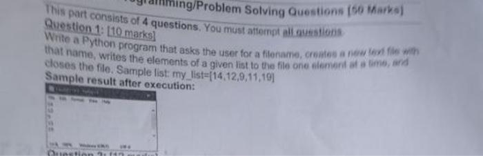 Solved Problem Solving Questions (50 /Aarke) Question 1: | Chegg.com