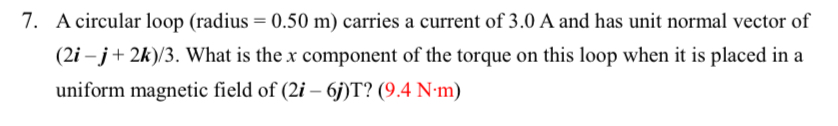 Solved A circular loop (radius =0.50m ) ﻿carries a current | Chegg.com