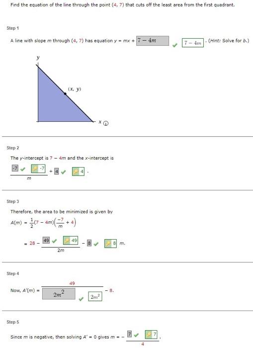 Solved Find the equation of the line through the point (4,7) | Chegg.com