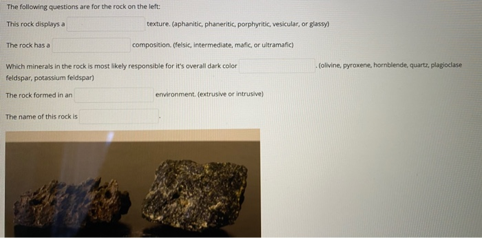 Solved The following questions are for the rock on the left: | Chegg.com