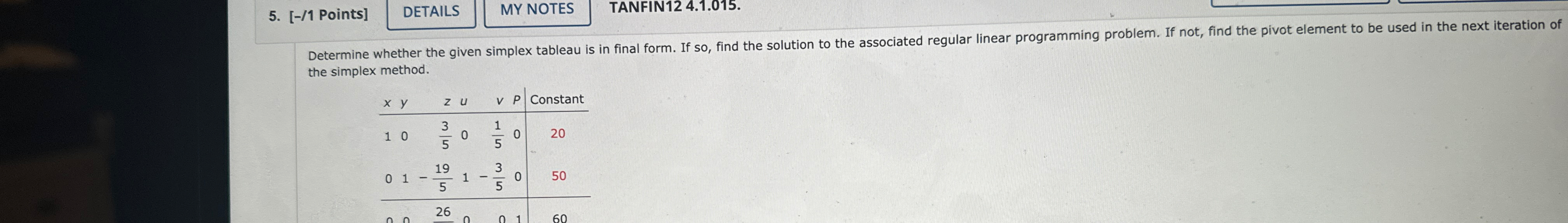 Solved Determine whether the given simplex tableau is in | Chegg.com