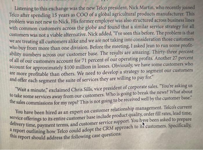 Solved Telco Corporation (Telco) is a $25 billion global | Chegg.com