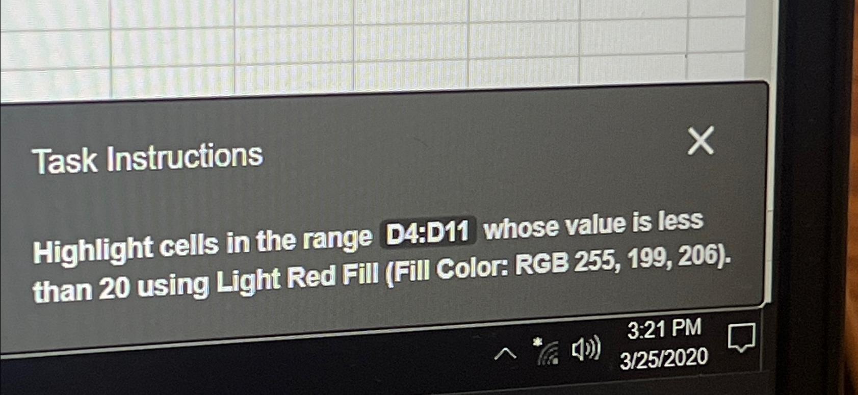 Solved Task InstructionsHighlight cells in the range D4:D11 | Chegg.com