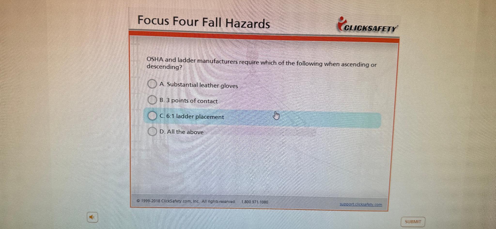 Solved Focus Four Fall HazardsCLICKSAFETYOSHA and ladder | Chegg.com