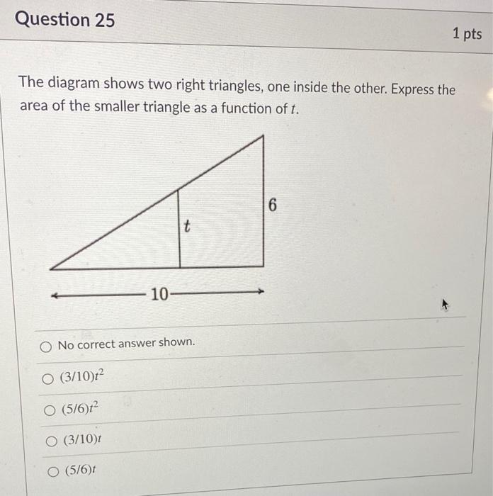 Solved Question 25 1 pts The diagram shows two right | Chegg.com