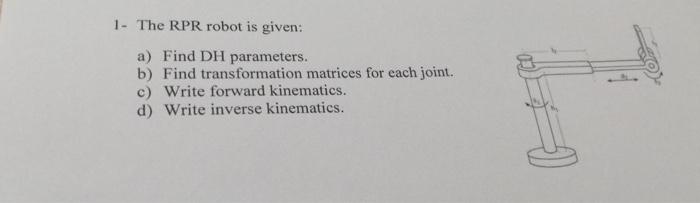 1- The RPR robot is given: a) Find DH parameters. b) | Chegg.com