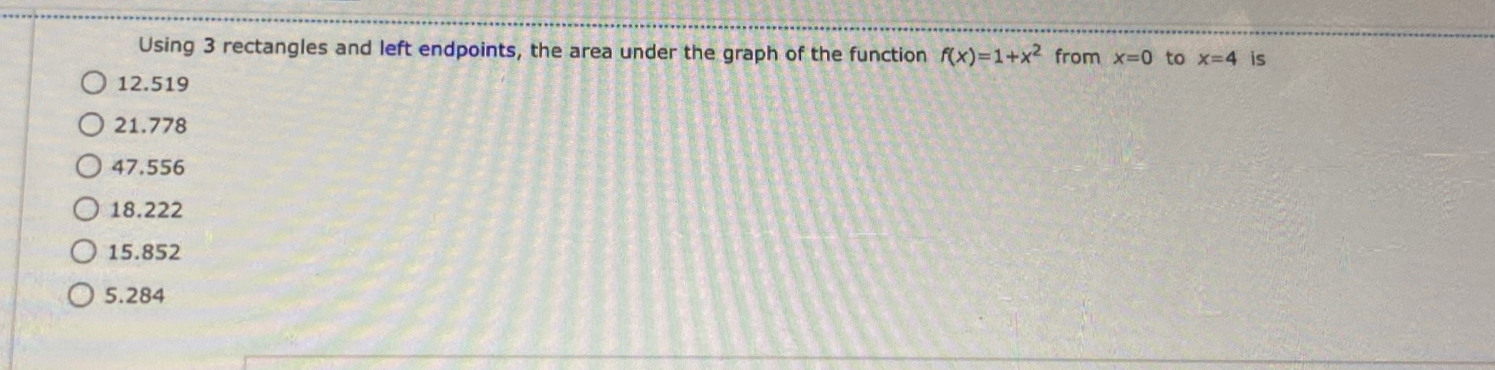 Solved Using 3 ﻿rectangles and left endpoints, the area | Chegg.com