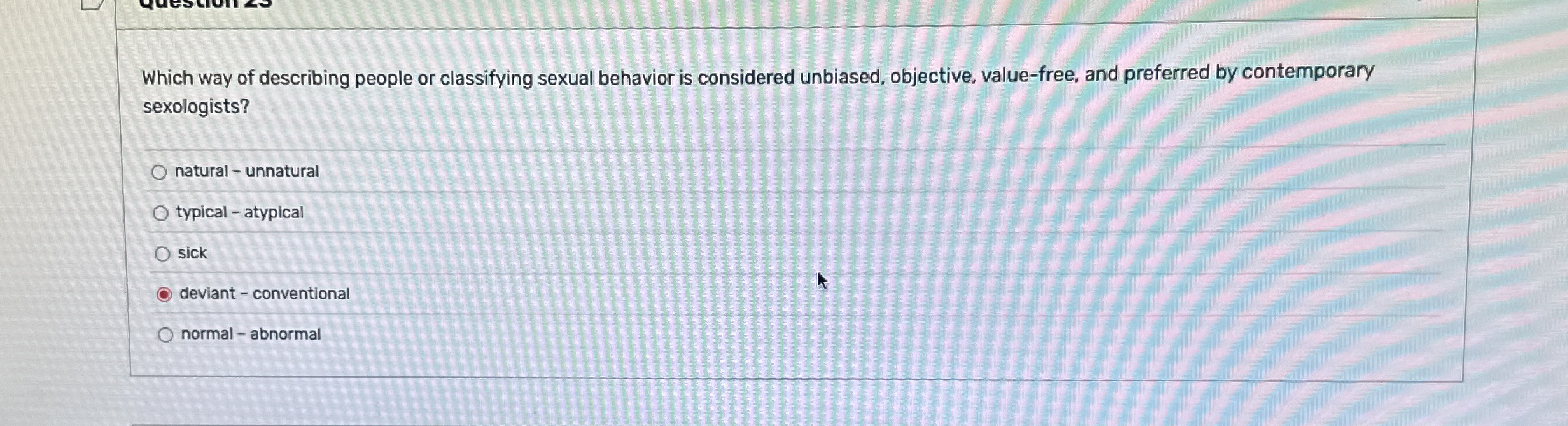 Solved Which way of describing people or classifying sexual | Chegg.com