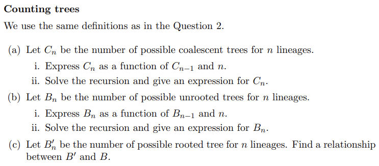 Solved Counting trees We use the same definitions as in the | Chegg.com