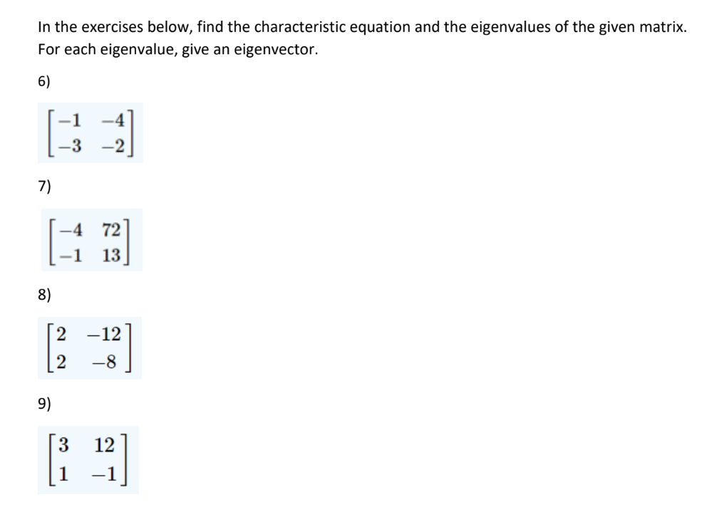 In the exercises below, find the characteristic | Chegg.com