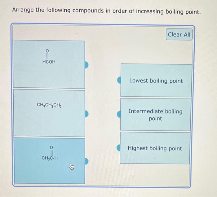 Solved Arrange the following compounds in order of | Chegg.com
