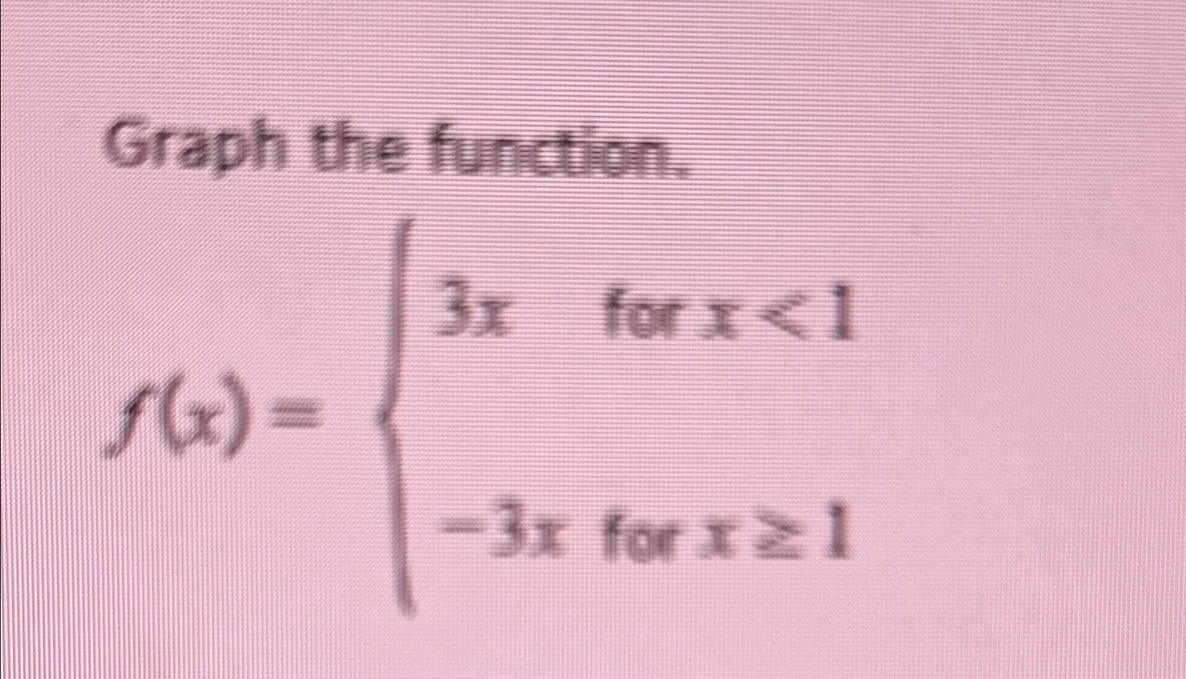 Solved Graph the function.f(x)={3x for x Solved Graph the function.f(x)={3x for x